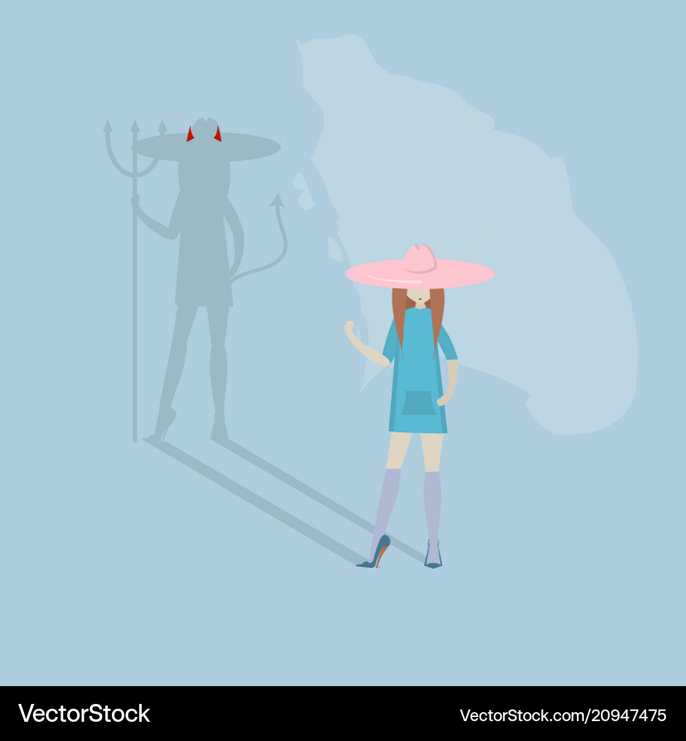 Girl with a shadow of the devil Royalty Free Vector Image