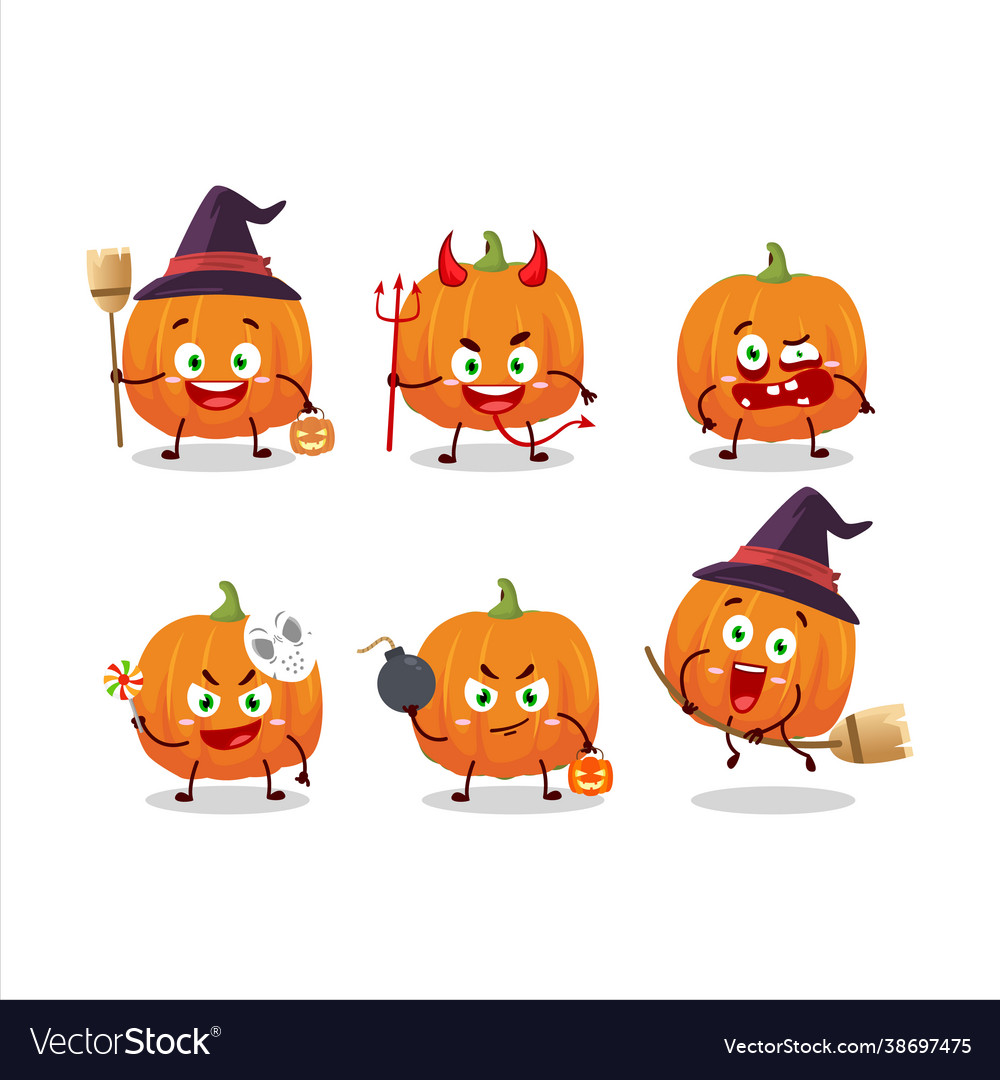 Halloween expression emoticons with cartoon Vector Image