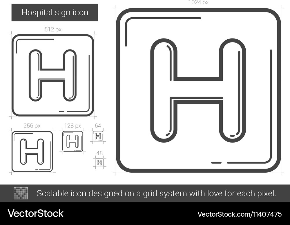 Hospital sign line icon Royalty Free Vector Image