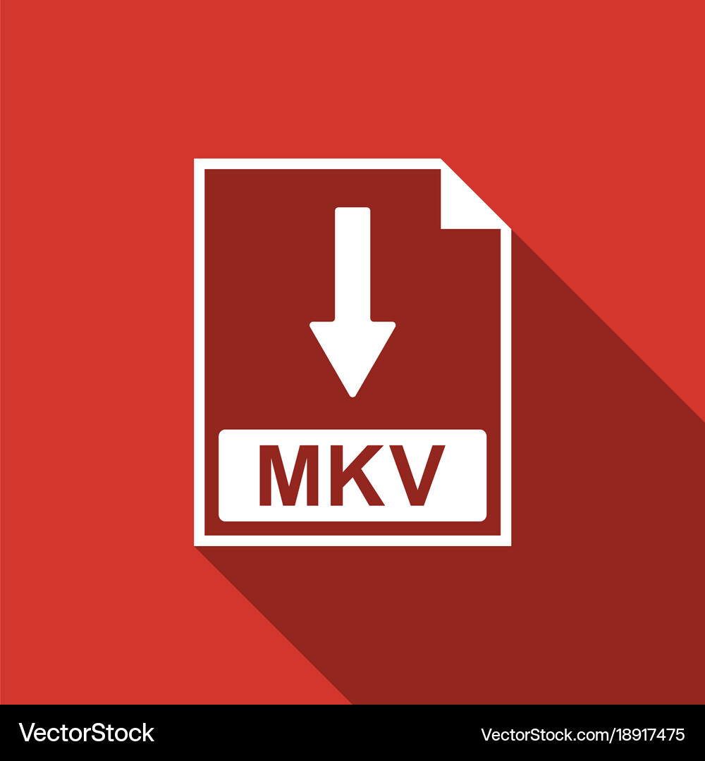 Mkv file document icon download button Royalty Free Vector