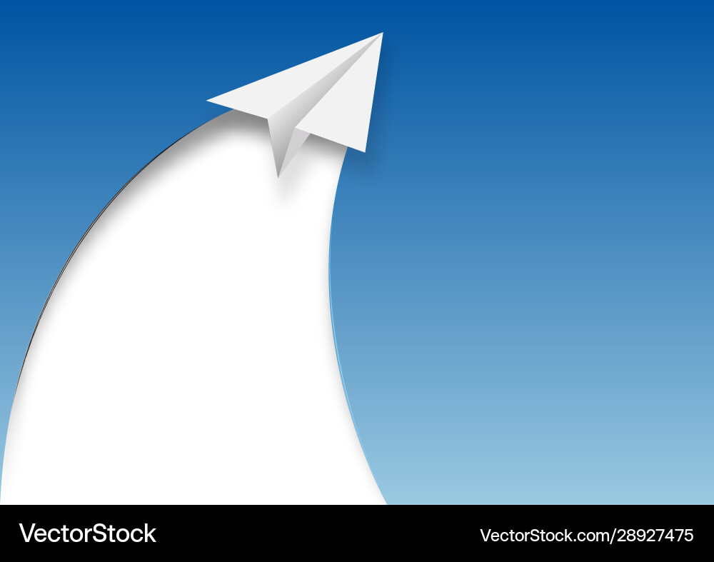 Paper airplane flying in sky blue Royalty Free Vector Image