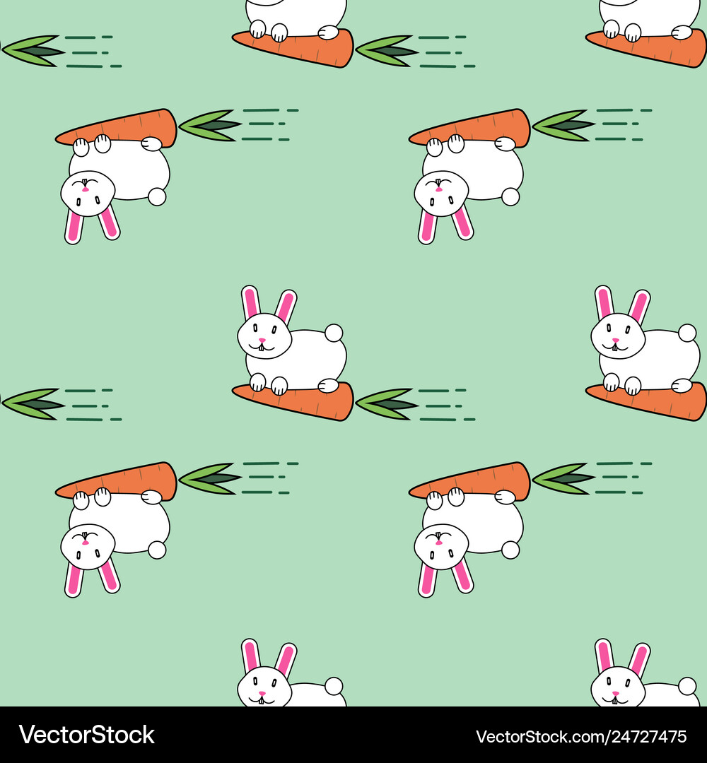 Seamless pattern with cute lovely cartoon bunny Vector Image