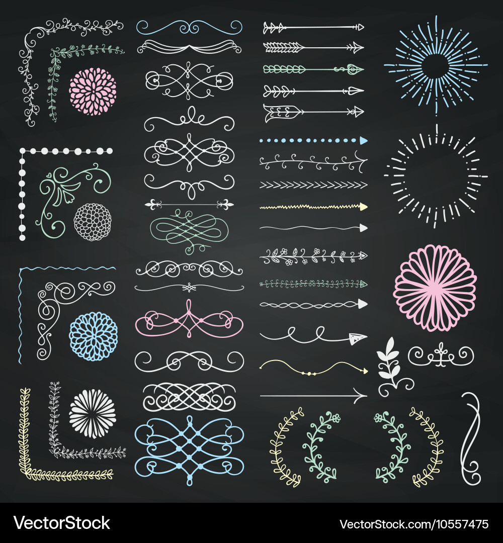 Set of decorative hand drawn design Royalty Free Vector