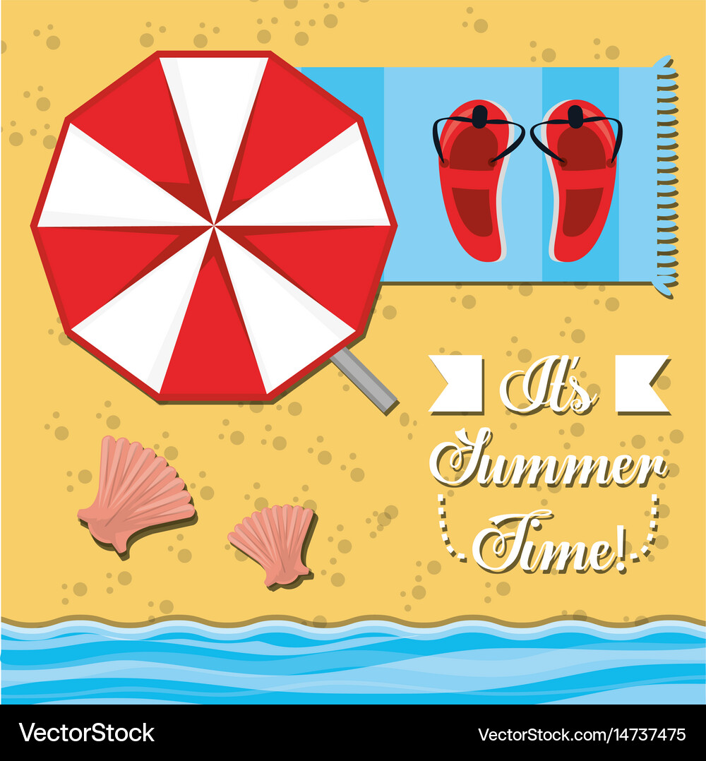 Set summer icon over sand and beach Royalty Free Vector