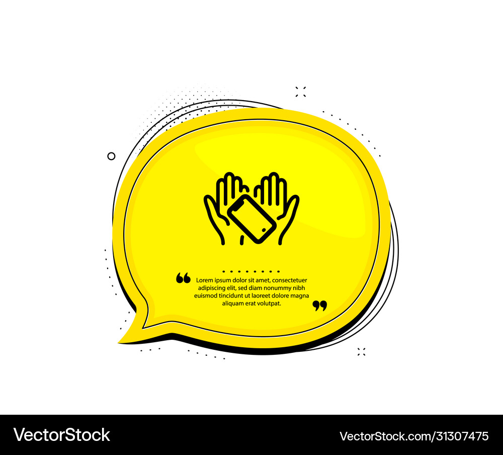 Smartphone holding icon phone sign mobile device Vector Image
