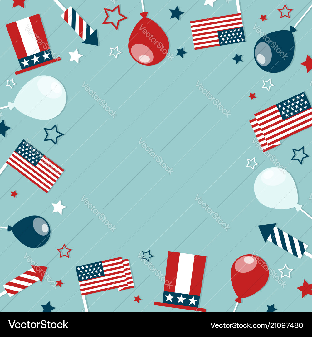 4th july concept frame with festive attributes Vector Image