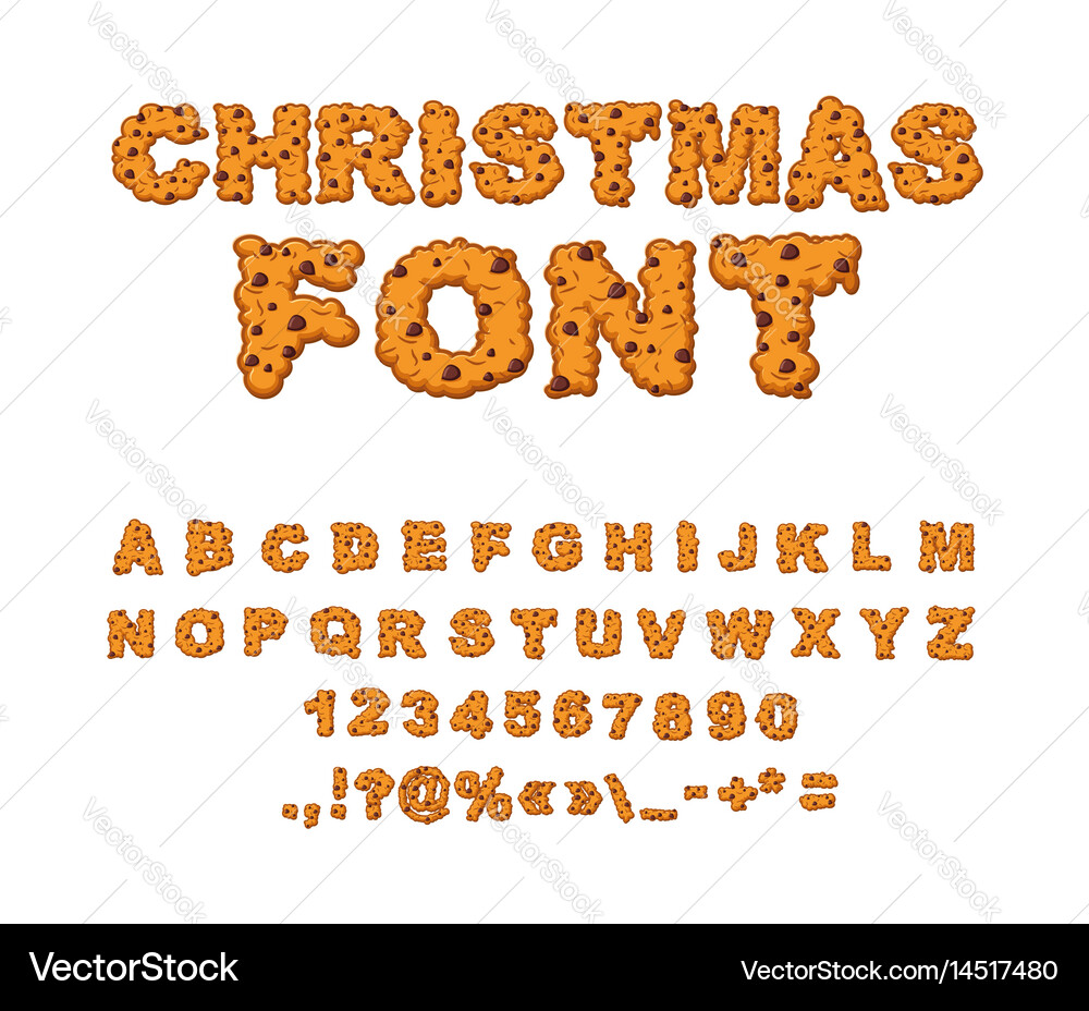 Christmas font alphabet cookie gingerbread Vector Image
