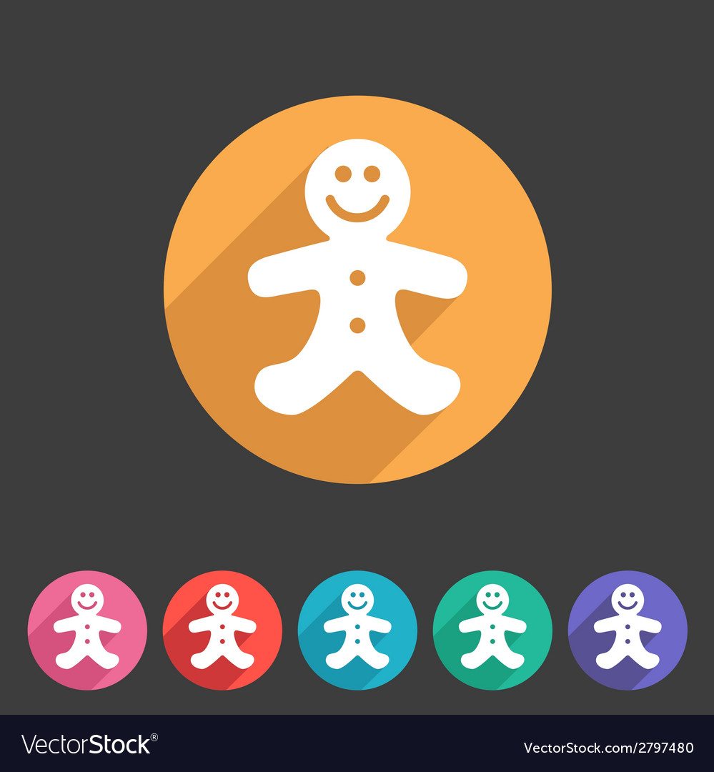 Gingerbread man christmas flat icon Royalty Free Vector