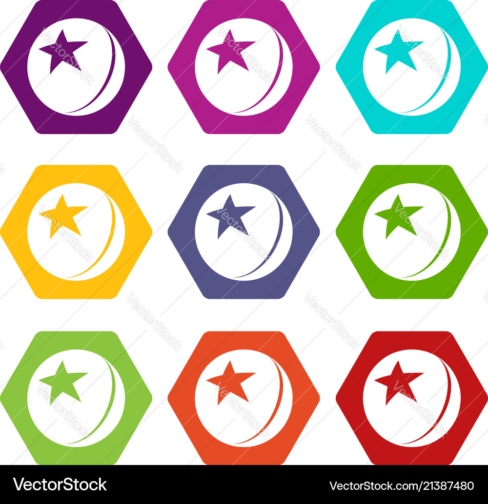 Glossy star ball icons set 9 Royalty Free Vector Image