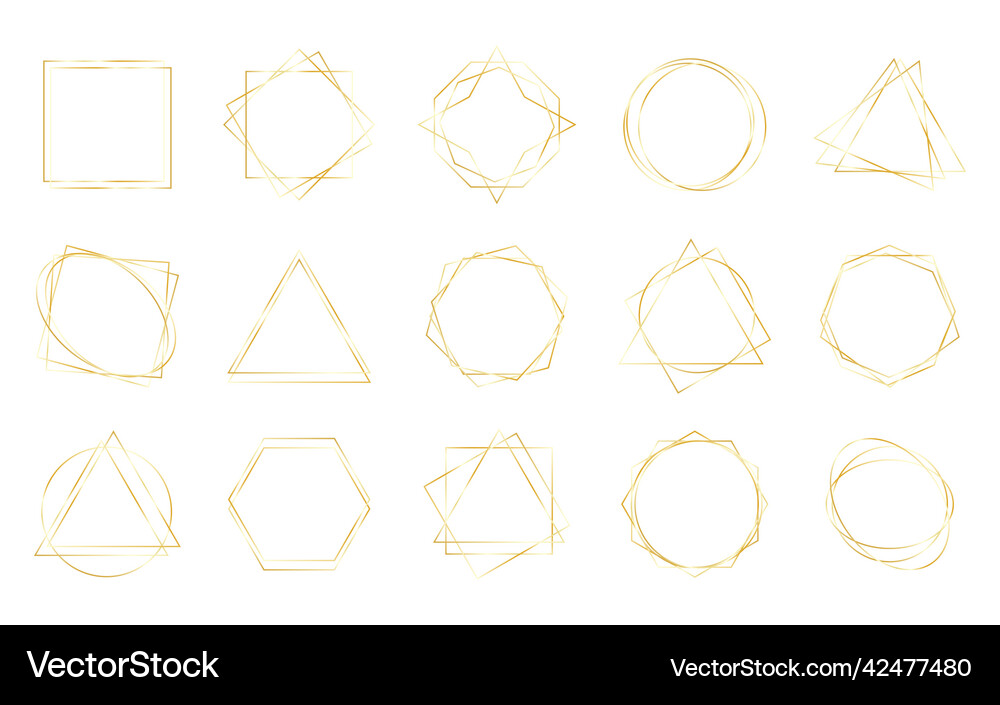 Golden geometric line frame set luxury wedding Vector Image
