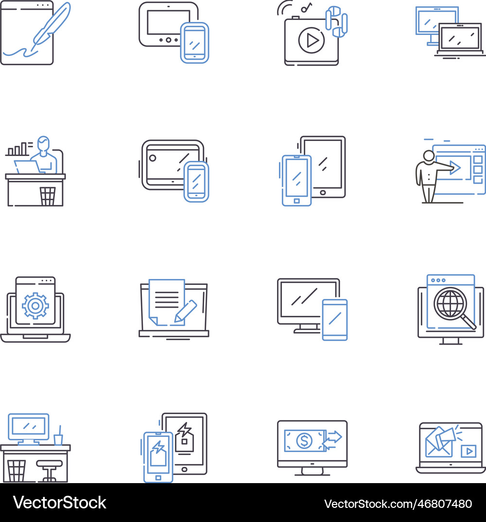 Information highway line icons collection digital Vector Image
