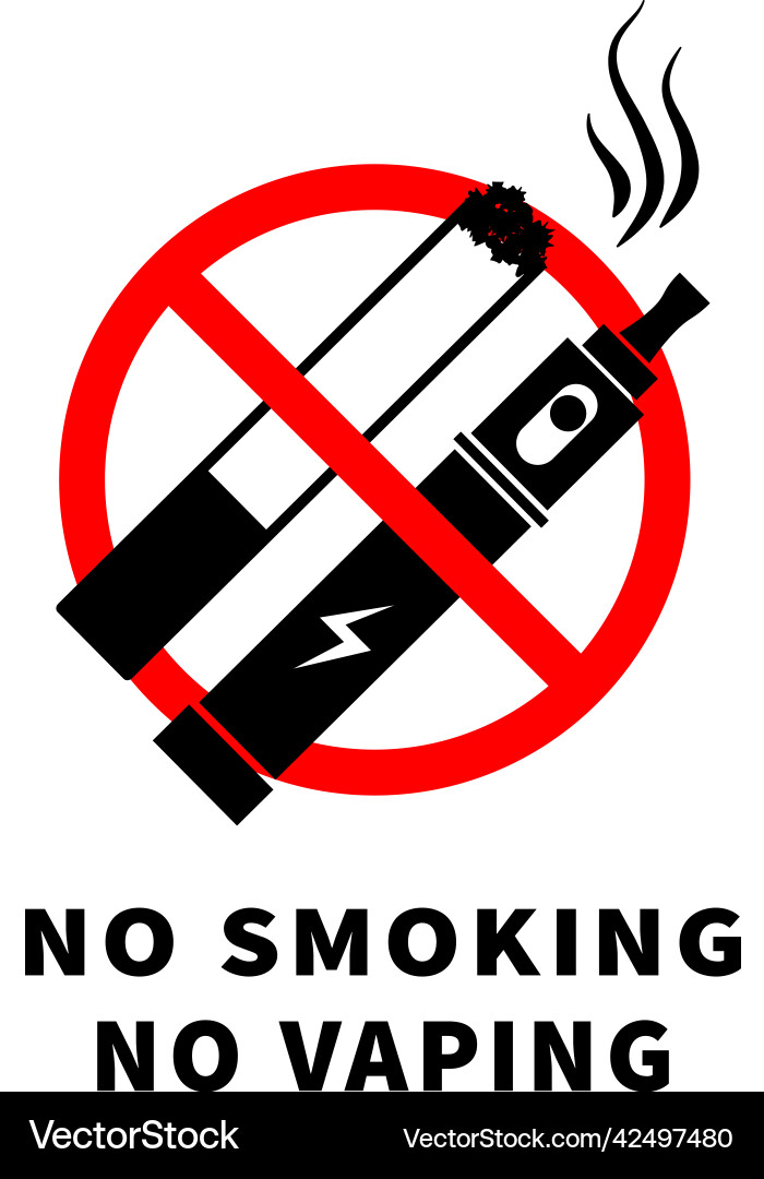 No vaping and smoking forbidden sign Royalty Free Vector