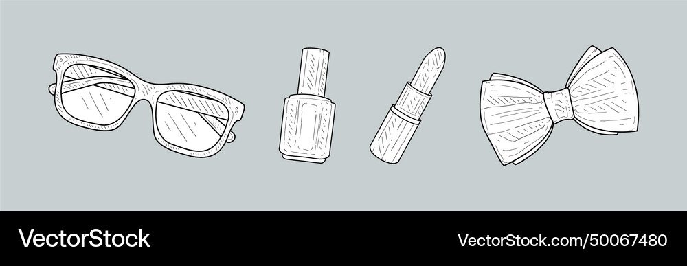 Personal belonging and stuff hand drawn sketch Vector Image
