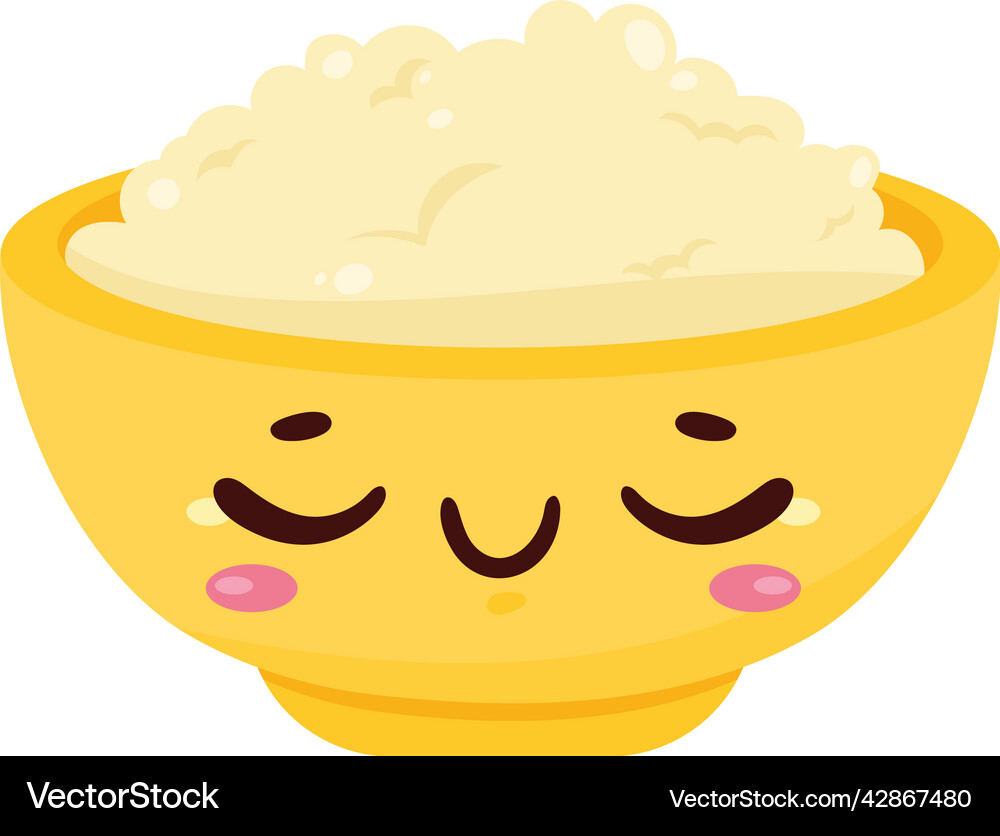 Rice kawaii food Royalty Free Vector Image - VectorStock