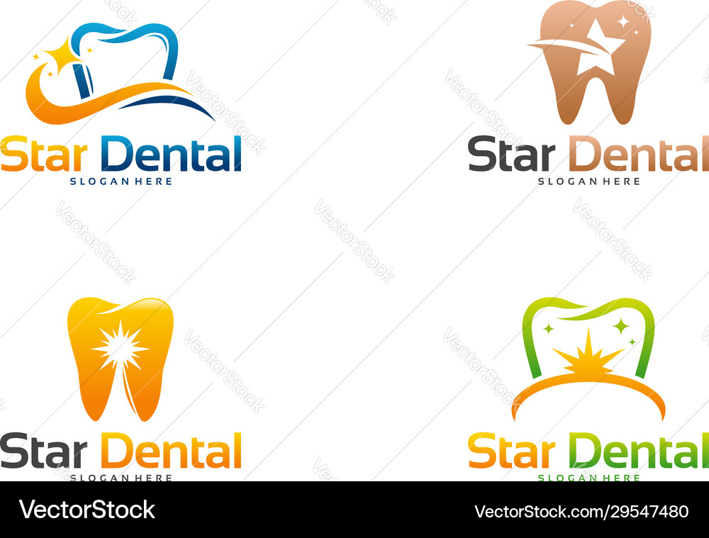 Set star dental logo designs concept shine Vector Image