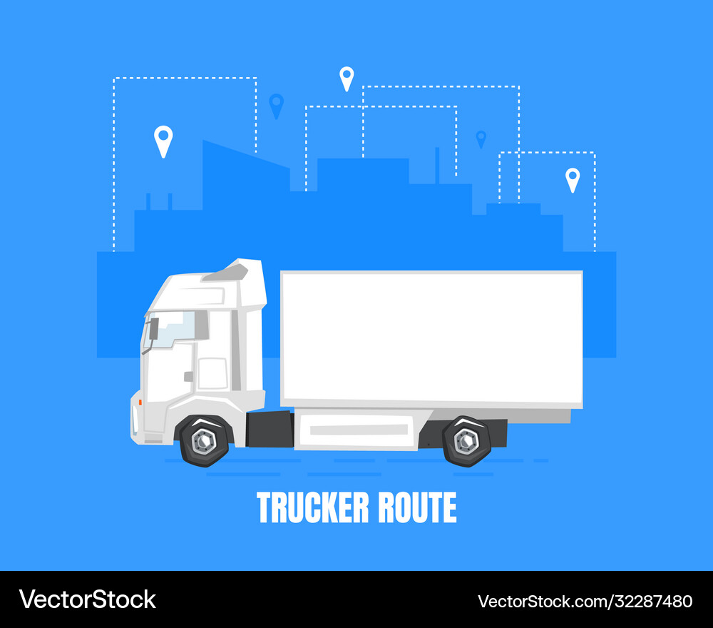 Trucker route banner template delivery service Vector Image
