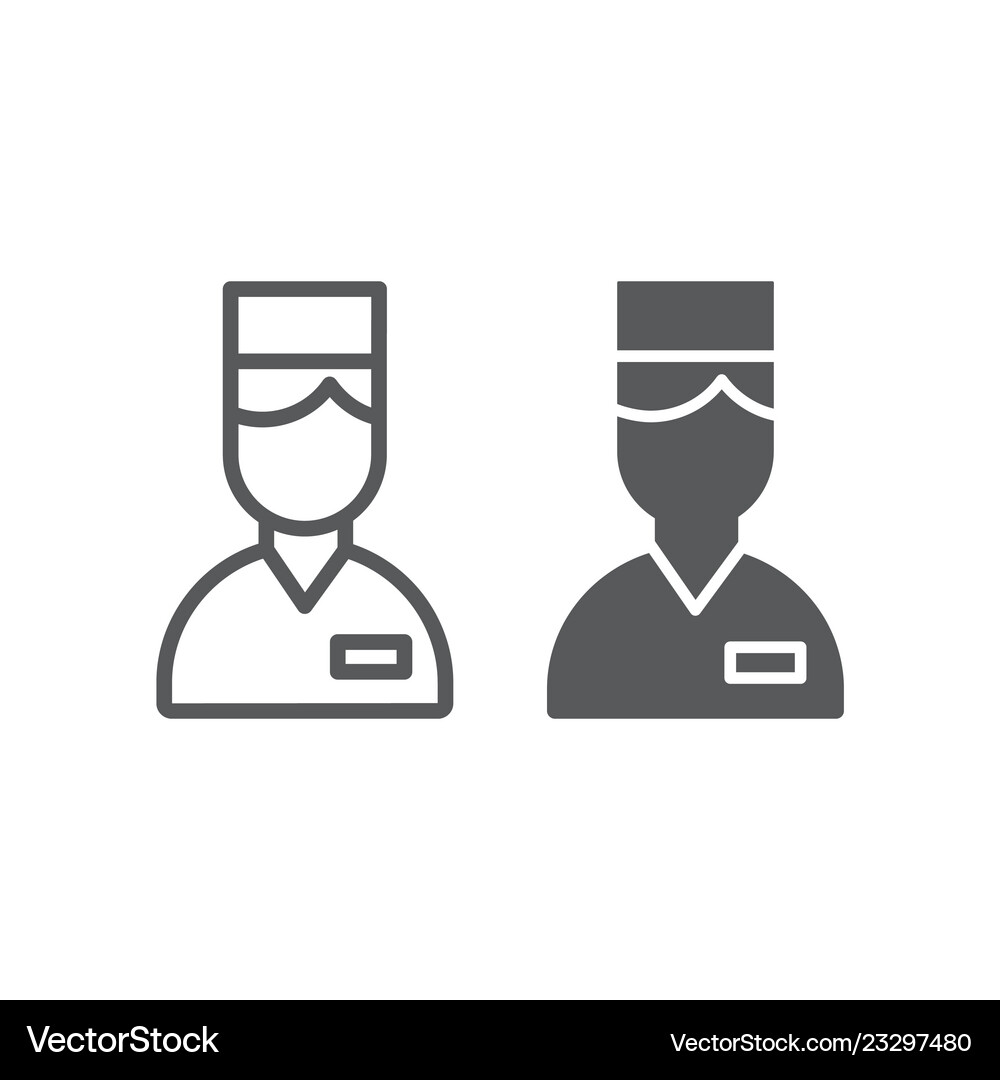 Valet line and glyph icon hotel service Royalty Free Vector