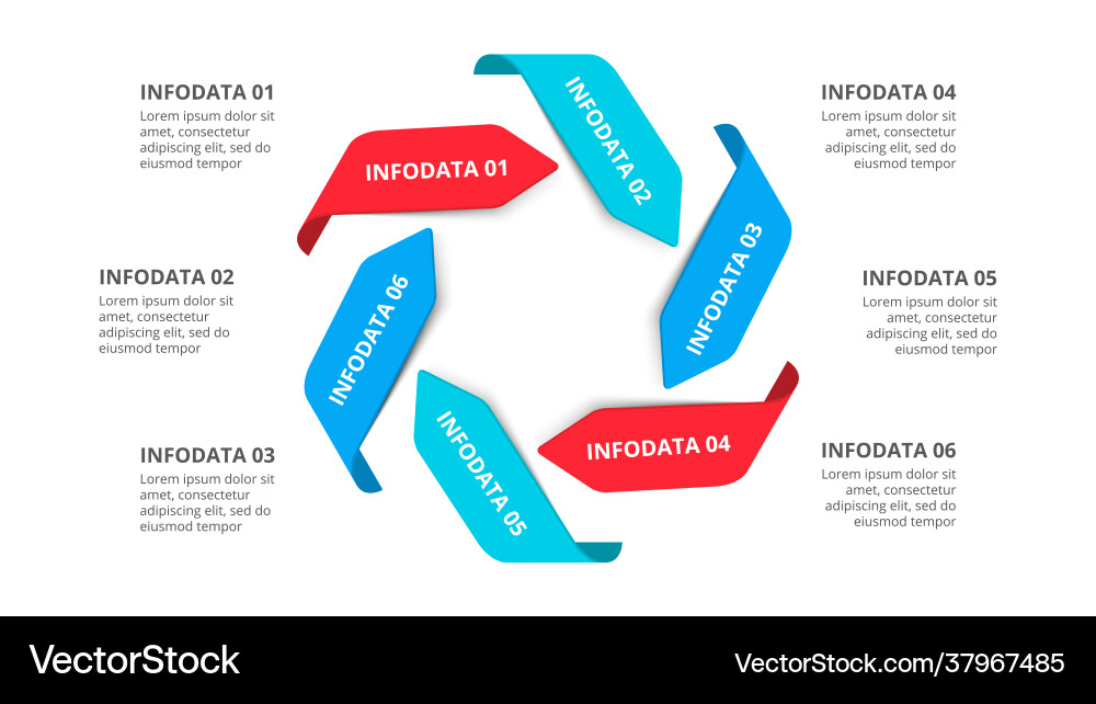 Arrows infographic cycle diagram with 6 Royalty Free Vector