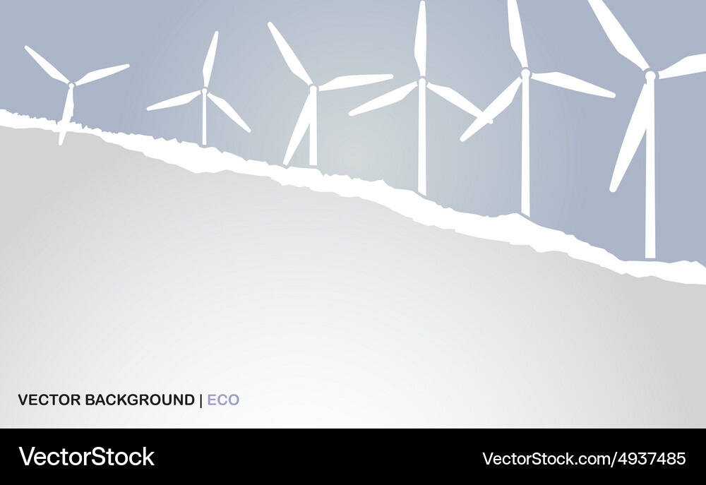 Background with torn paper and windmills Vector Image
