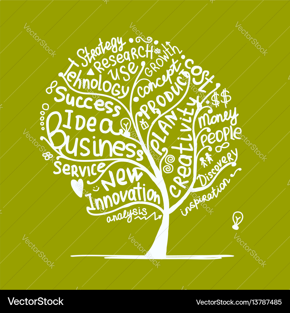 Business idea tree sketch for your design Vector Image