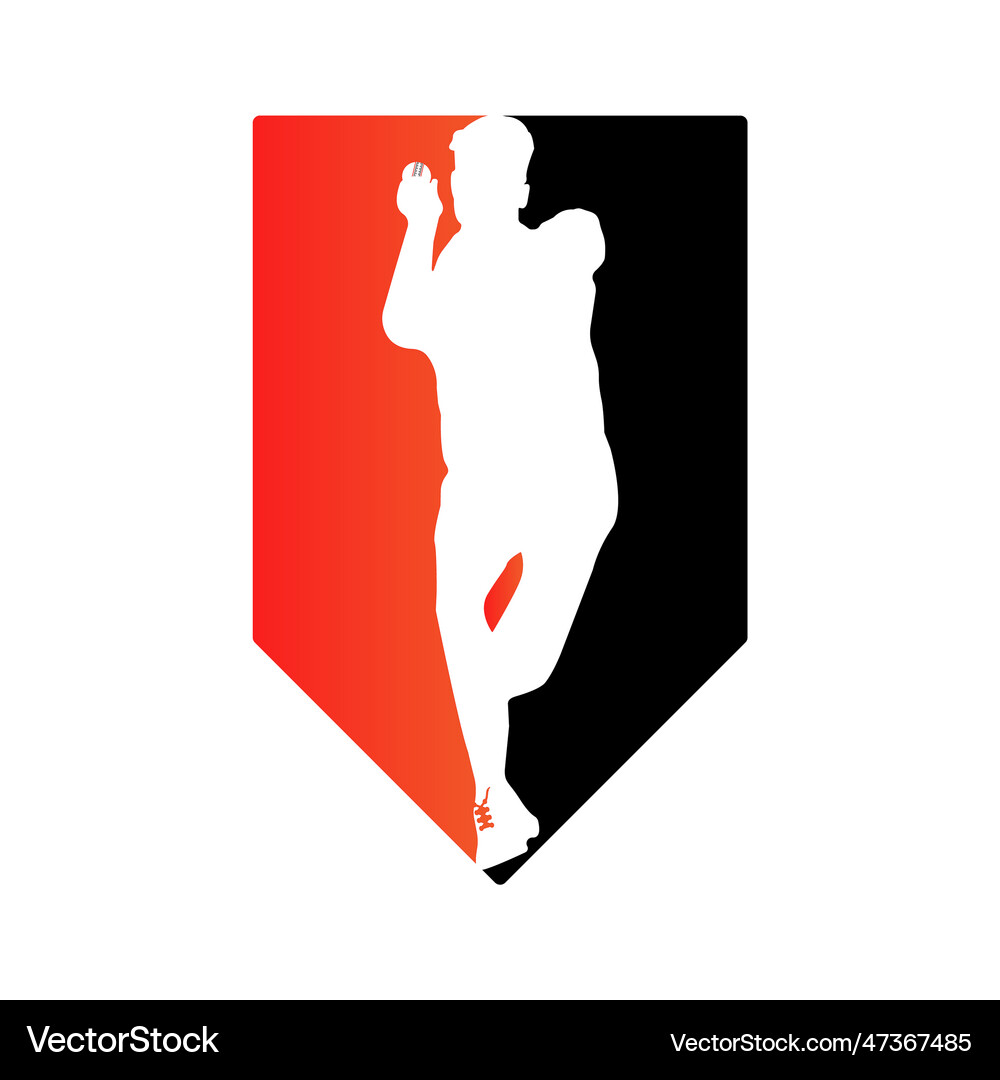 Cricket bowling fast bowler black and orange Vector Image