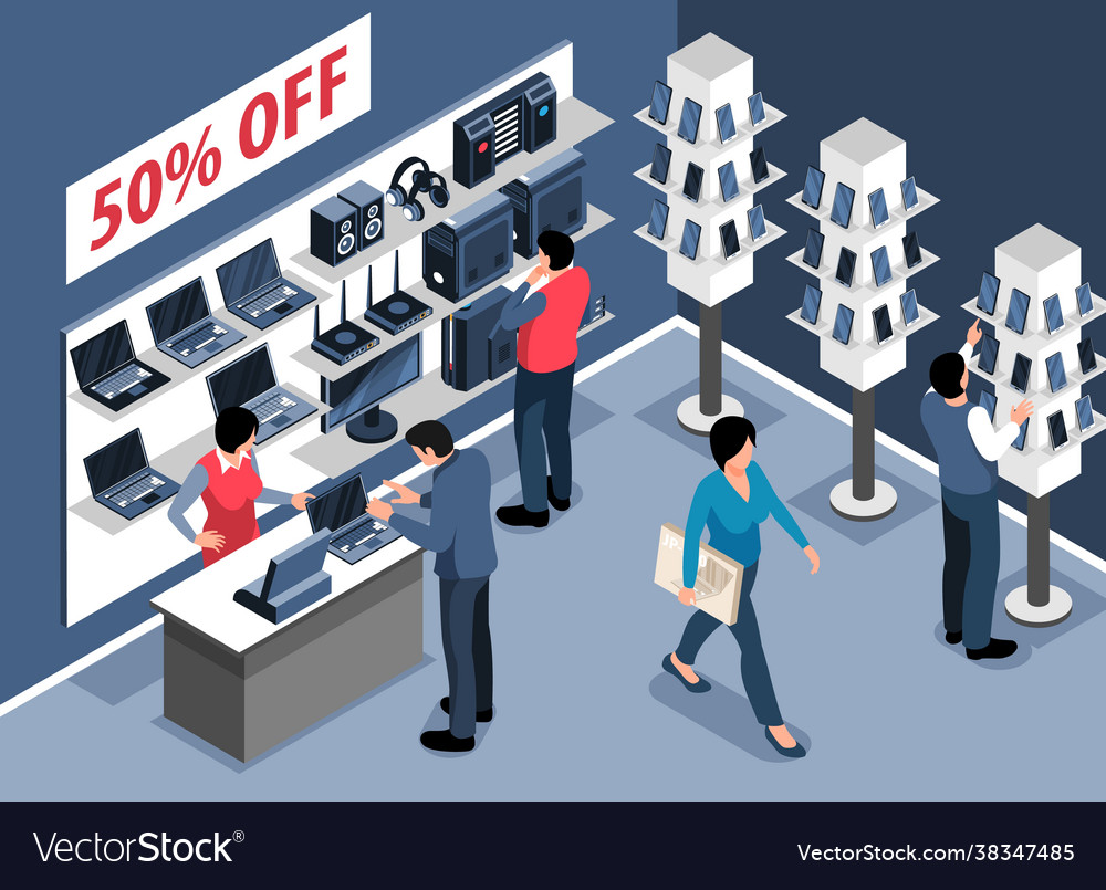 Gadgets store horizontal composition Royalty Free Vector