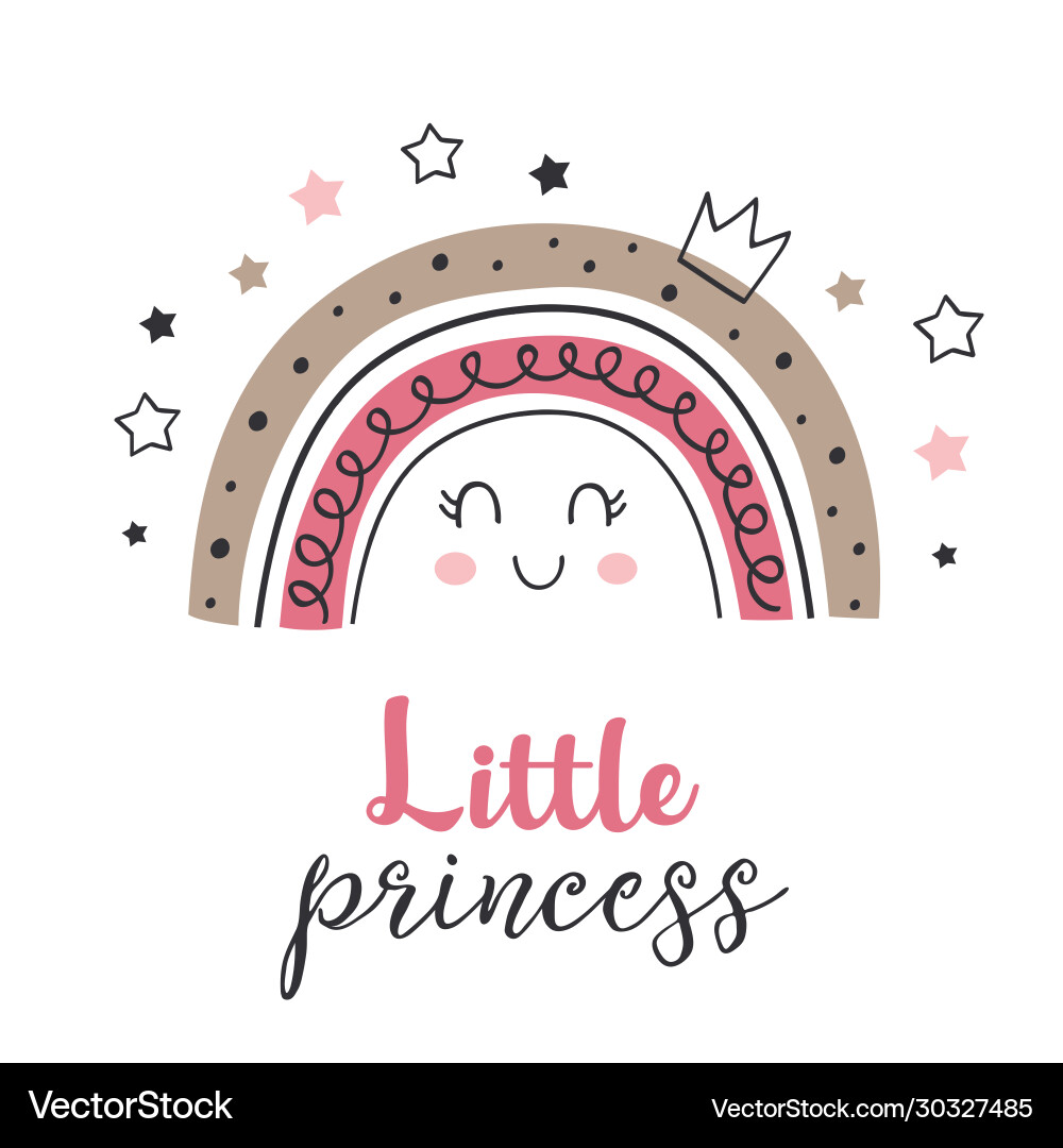 Poster with princess rainbow on white background Vector Image