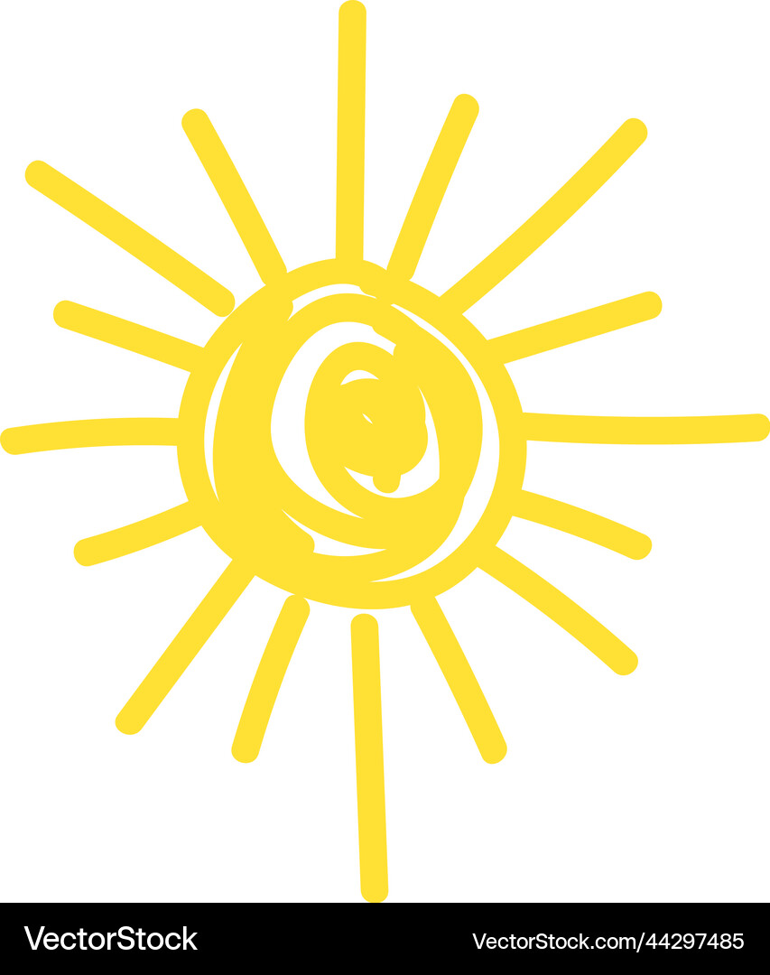 Sun drawing hand drawn yellow crayon art Vector Image