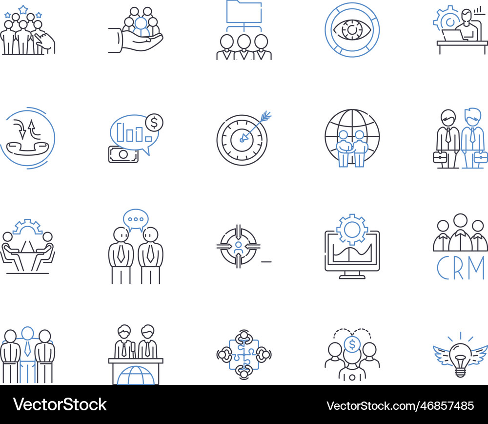 Team workspace line icons collection ollaboration Vector Image