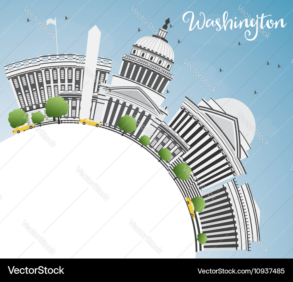 Washington DC Skyline with Gray Buildings Vector Image