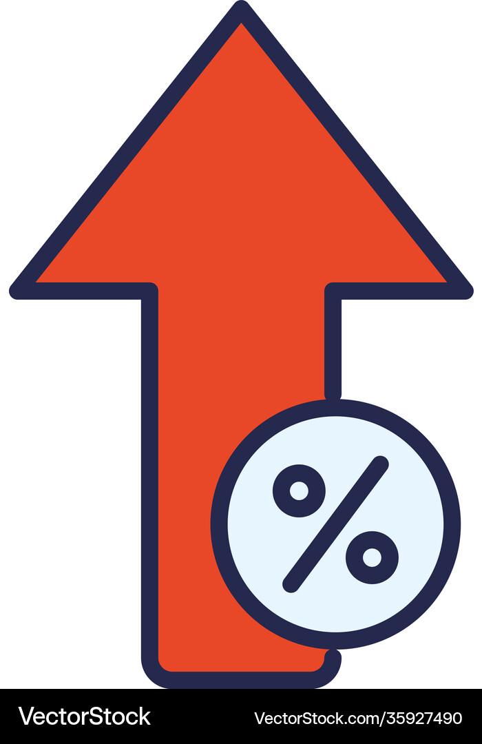 Arrow with percent symbol flat style icon Vector Image