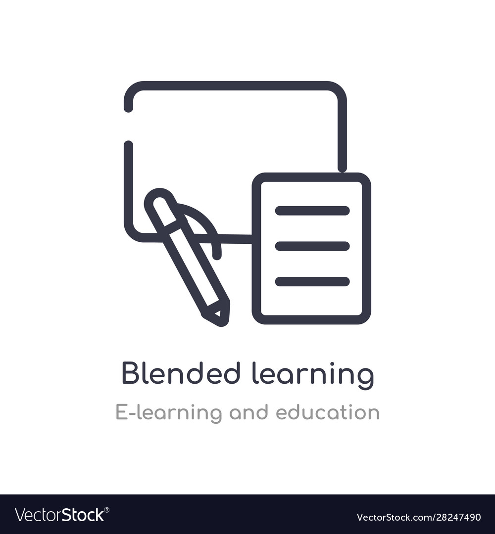 Blended learning outline icon isolated line from Vector Image