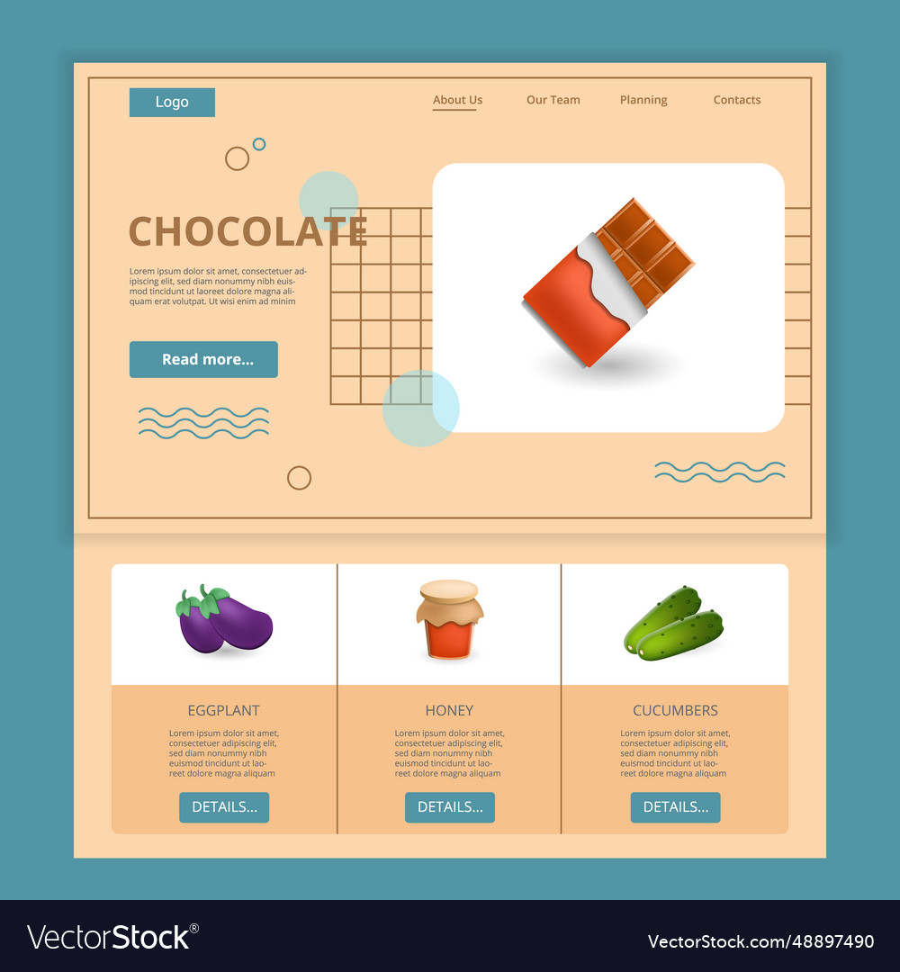 Chocolate flat landing page website template Vector Image