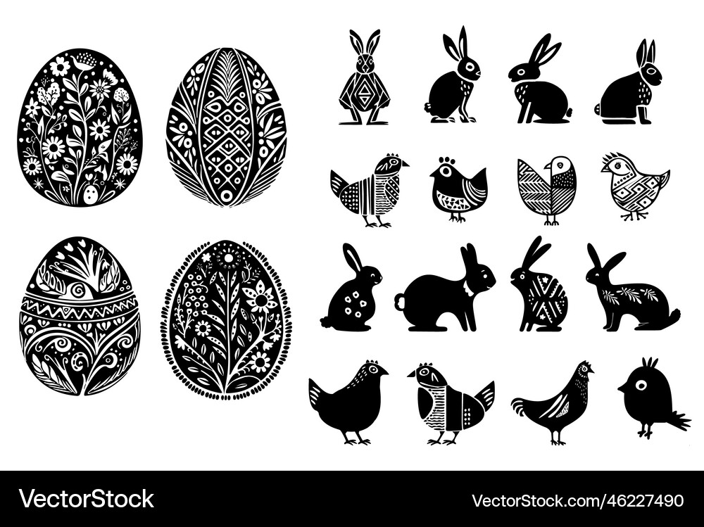 Collection of easter motifs with egg Royalty Free Vector