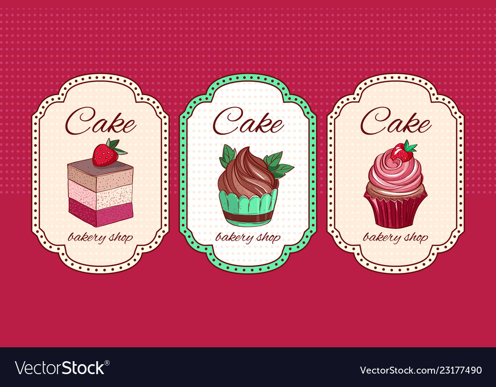 Cupcakes hand drawn lettering with Royalty Free Vector Image