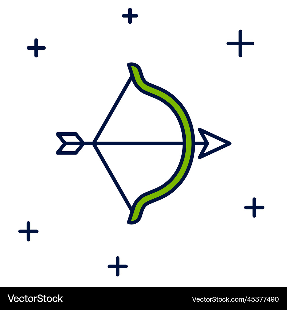 Filled outline bow and arrow icon isolated Vector Image