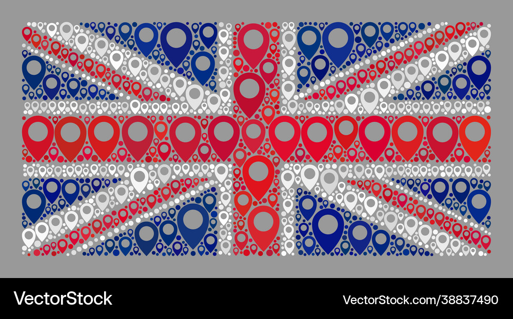 Guide united kingdom flag - mosaic with map Vector Image