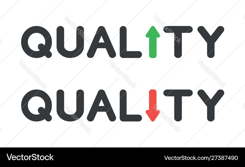 Icon set quality word with arrow moving up Vector Image