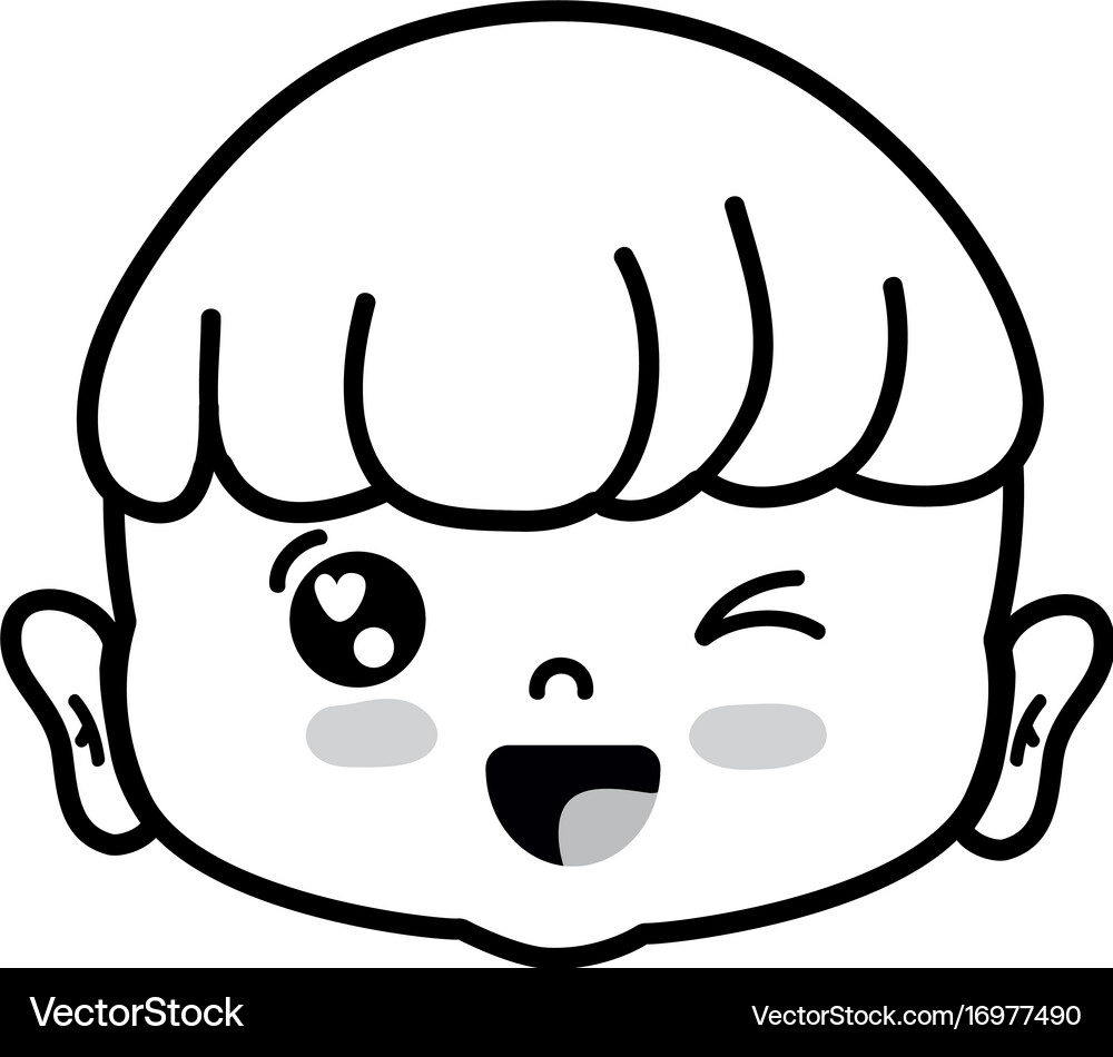 Line avatar boy head with hairstyle design Vector Image