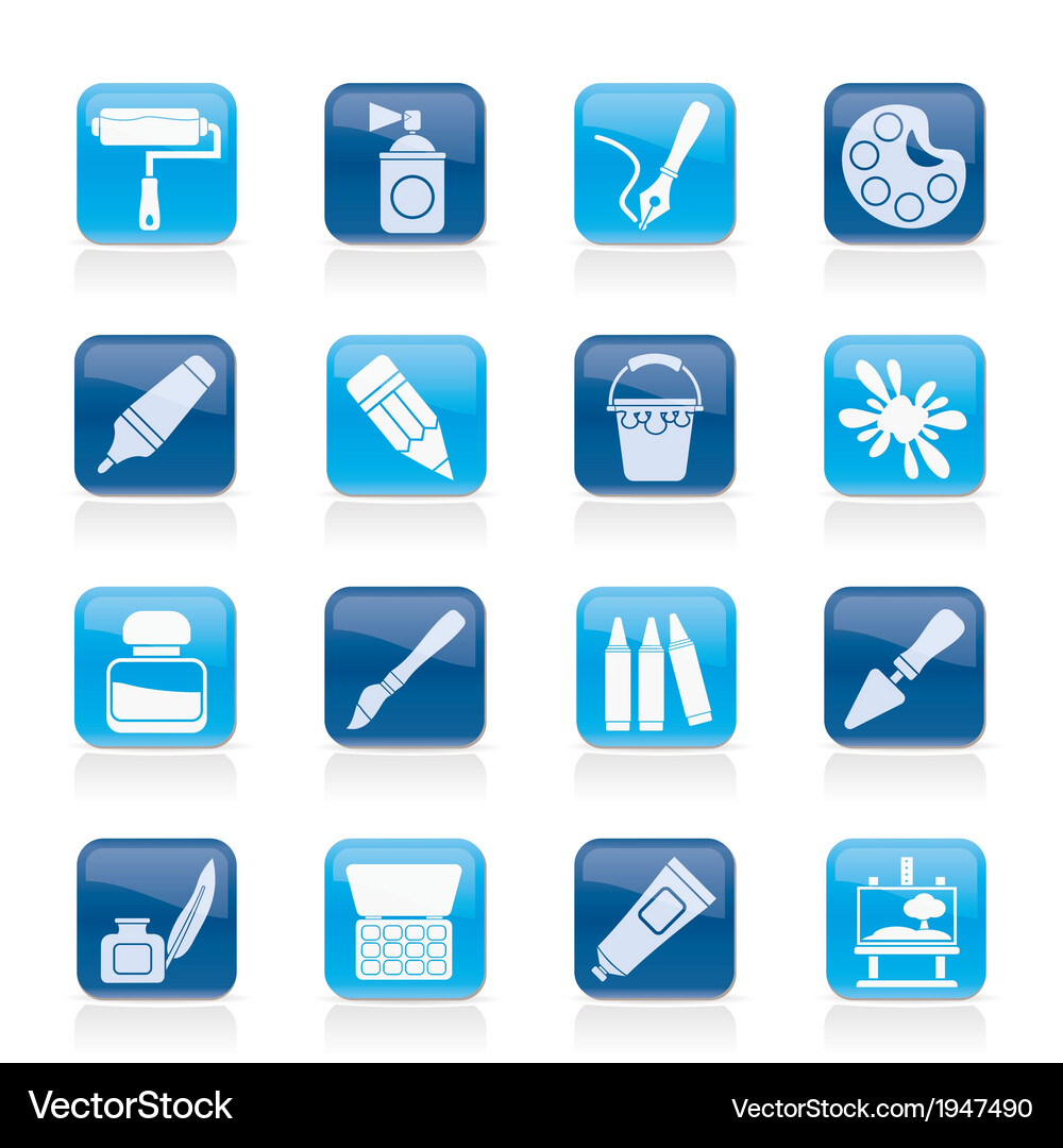 Painting and art object icons Royalty Free Vector Image