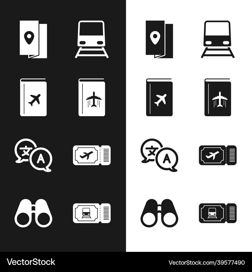 Set cover book travel guide train translator Vector Image