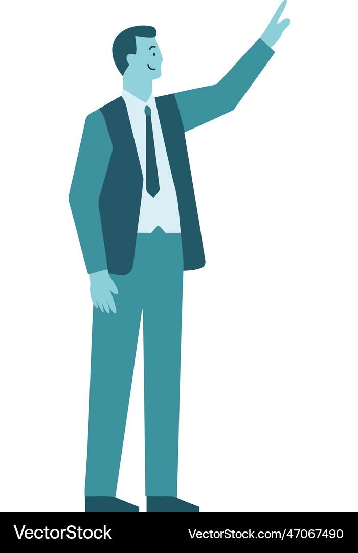 Successful businessman standing pointing holding Vector Image