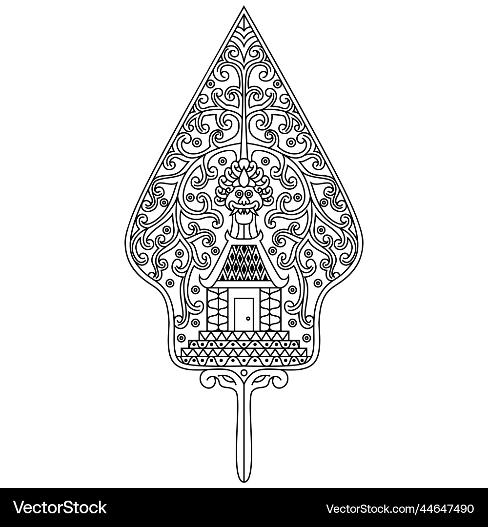 Wayang kulit character in entangle style Vector Image