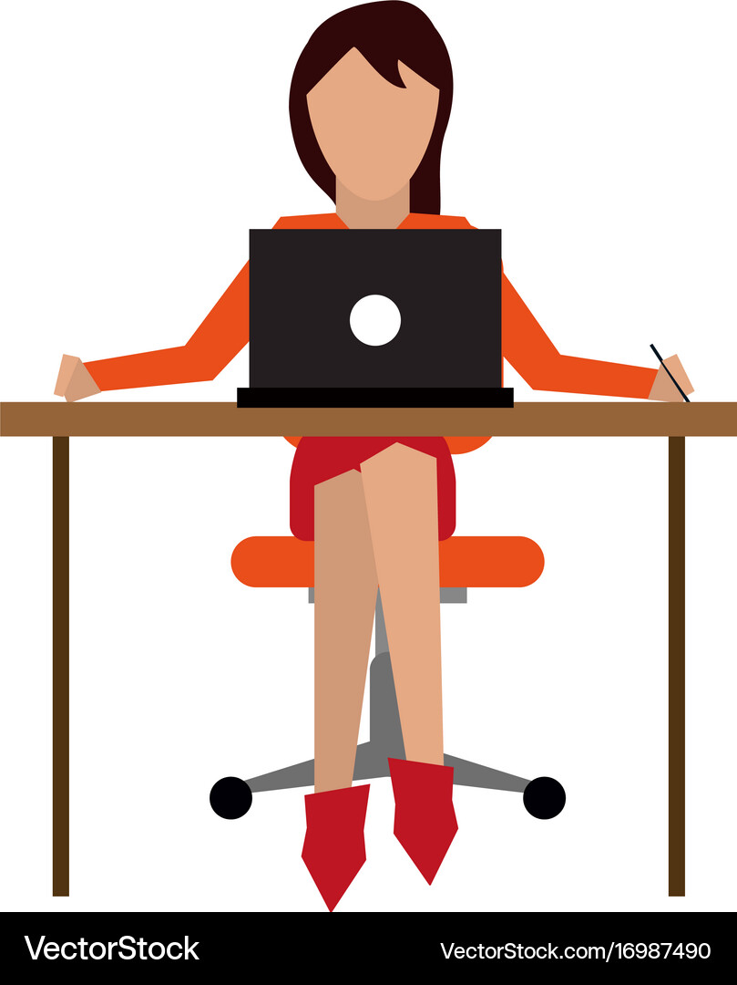 Woman working on desk icon image Royalty Free Vector Image