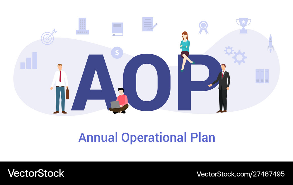 Aop annual operational plan concept with big word Vector Image