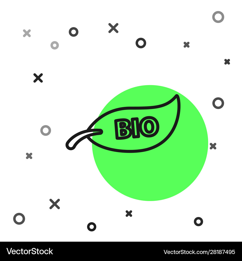 Black line leaf bio symbol icon isolated on white Vector Image