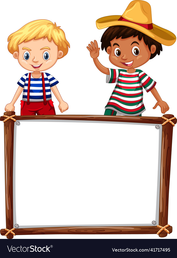 Board template with happy kids Royalty Free Vector Image