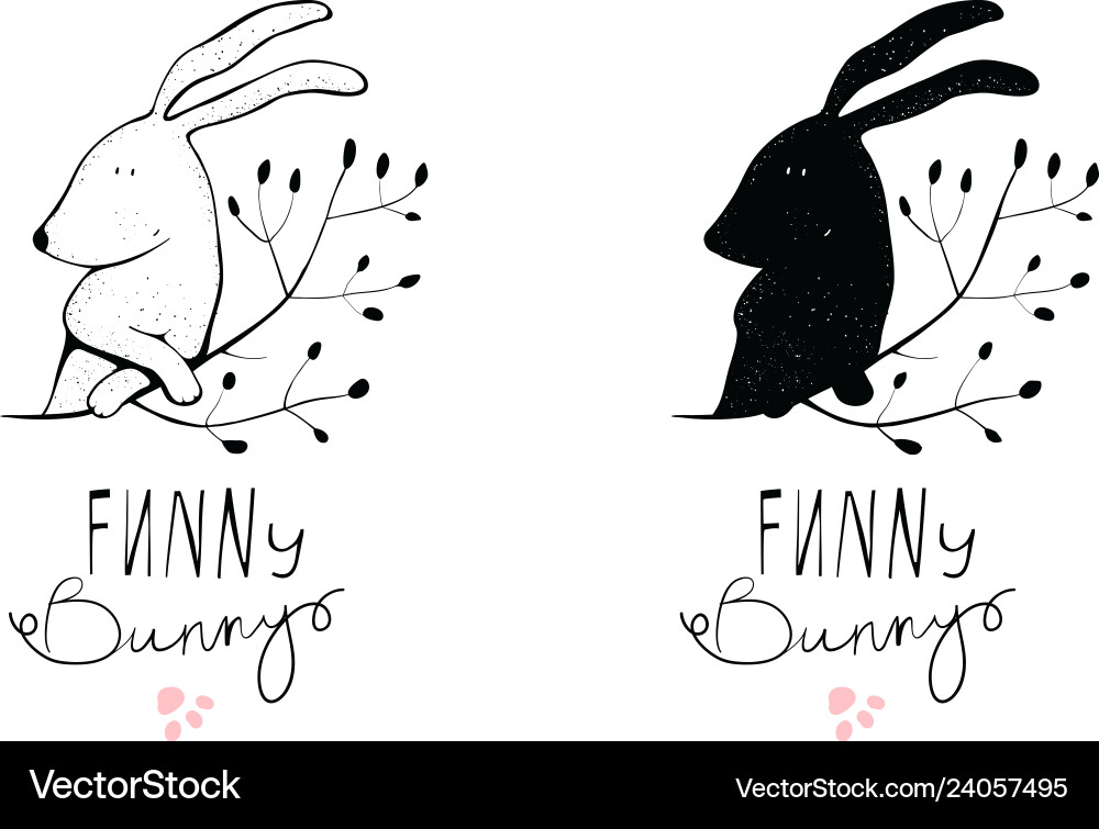Bunny rabbit monochrome symbol logo design Vector Image