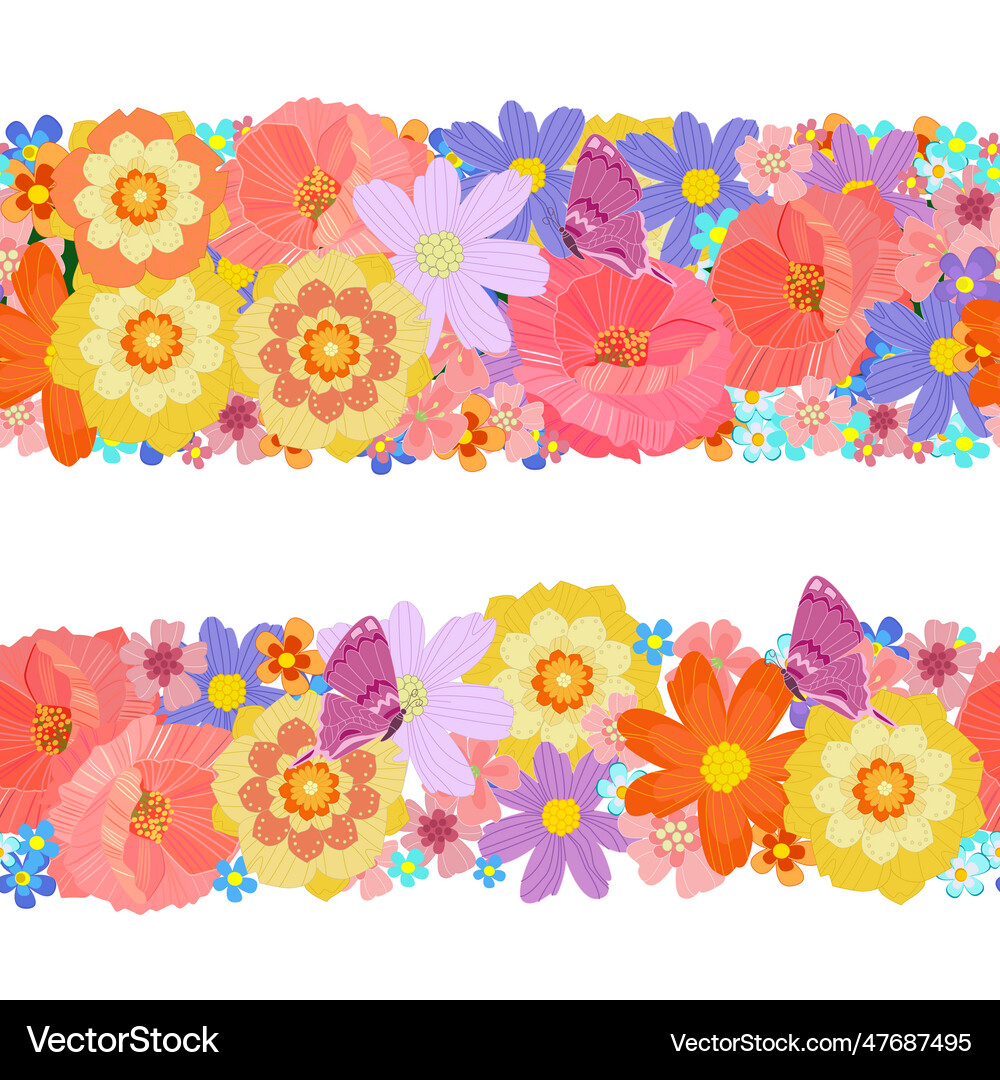 Collection of horizontal seamless borders Vector Image