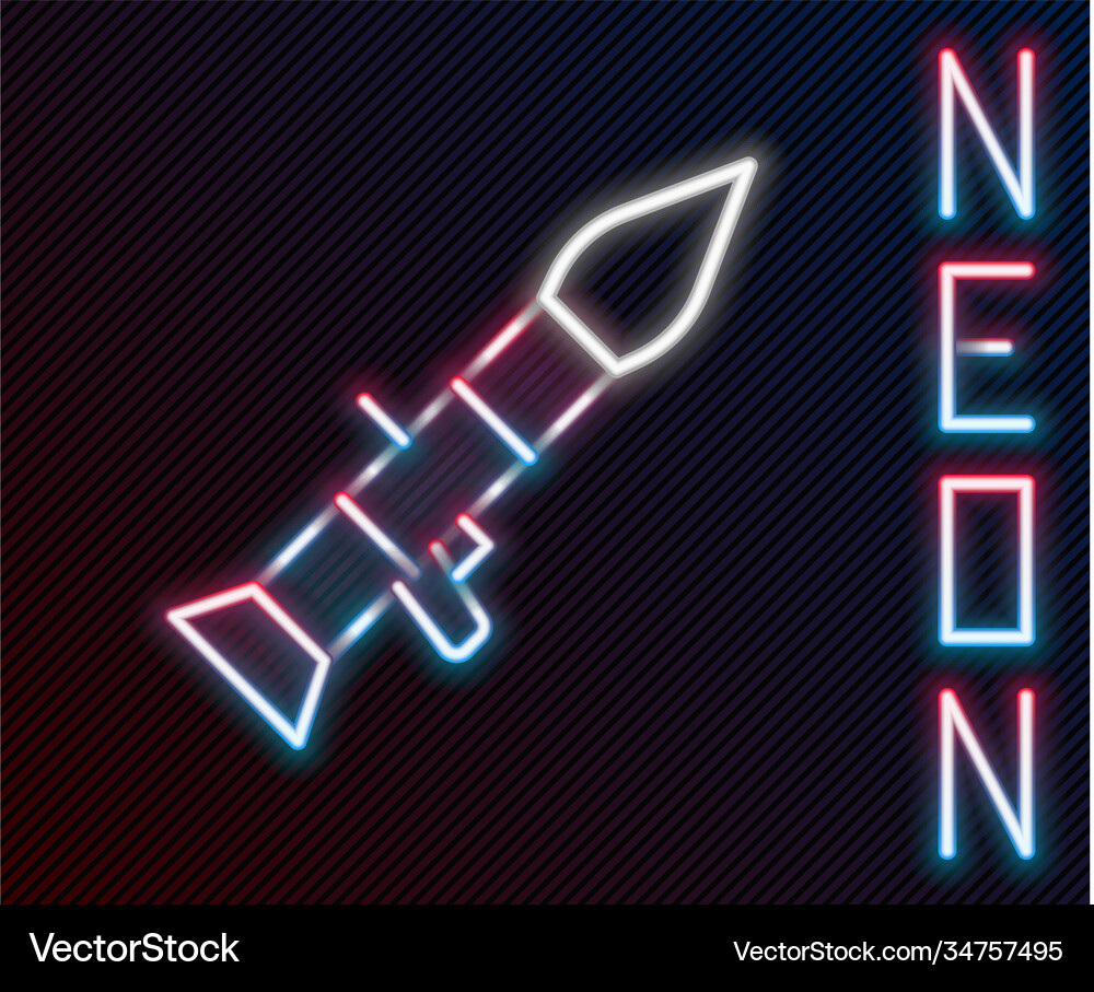 Glowing neon line rocket launcher with missile Vector Image